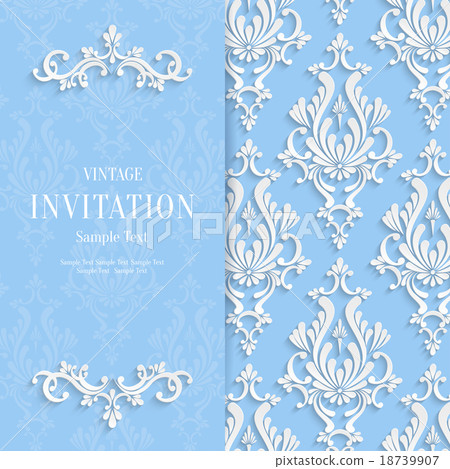 Vector Blue Floral 3d Invitation Background - Stock Illustration ...