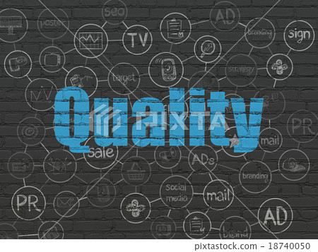 Advertising concept: Quality on wall background - Stock Illustration ...