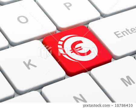 Currency concept: Euro Coin on computer keyboard - Stock Illustration ...