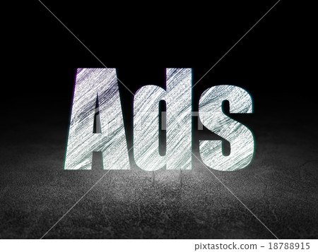 Marketing concept: Ads in grunge dark room - Stock Illustration ...
