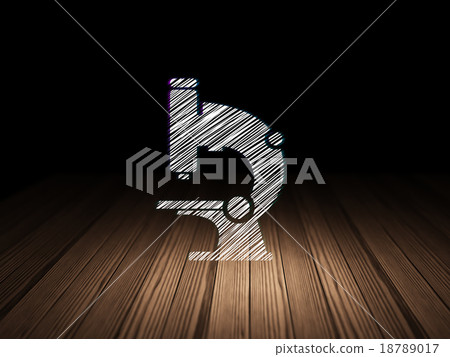 Science concept: Microscope in grunge dark room - Stock Illustration ...