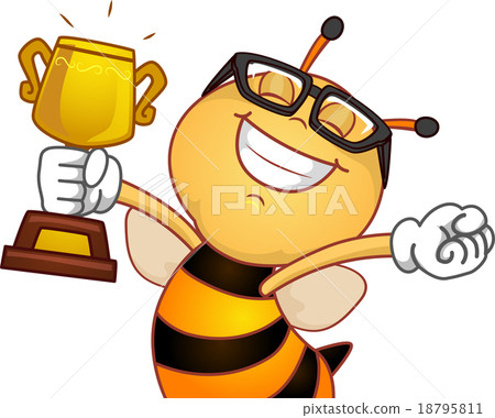 Bee Mascot Happy Trophy Award - Stock Illustration [18795811] - PIXTA