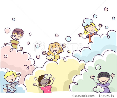 Stickman Doodle Kids Bubble Party - Stock Illustration [18796015] - PIXTA