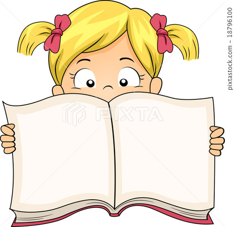 Kid Girl Open Book-插圖素材 [18796100] - PIXTA圖庫