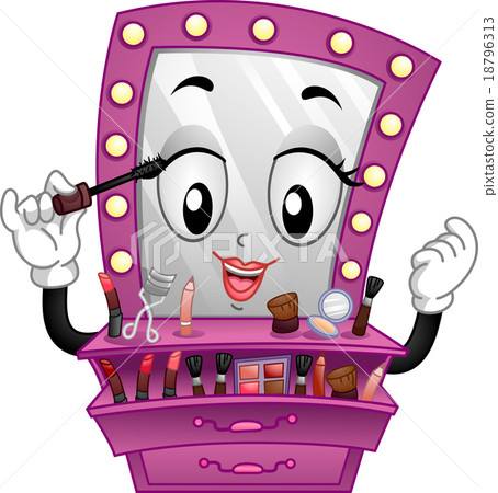 Vanity Mirror Mascot Applying Make Up - Stock Illustration [18796313 ...