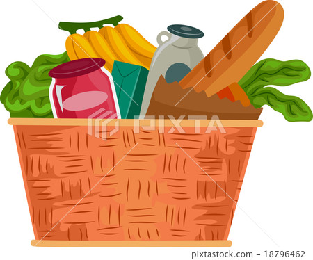 Grocery Basket Food Supplies - Stock Illustration [18796462] - PIXTA