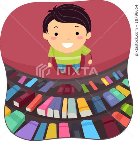 Stickman Kid Boy Library Scan - Stock Illustration [18796654] - PIXTA