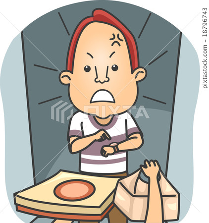 Man Angry Late Food Delivery - Stock Illustration [18796743] - PIXTA
