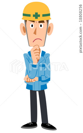 Thinking Construction Worker - Stock Illustration [18808256] - PIXTA