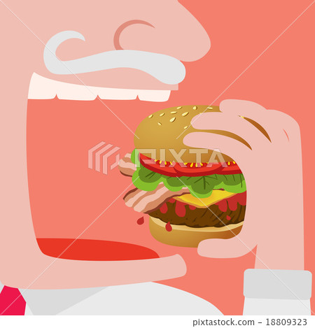 Man eating a Big hamburger vector comic - Stock Illustration [18809323 ...
