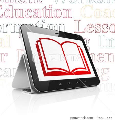 Education concept: Tablet Computer with Book on - Stock Illustration ...