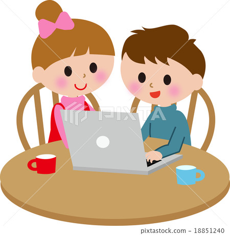 Personal computer boys girls - Stock Illustration [18851240] - PIXTA
