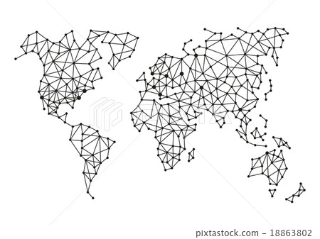 Triangle Polygonal Style World Map on White - Stock Illustration ...
