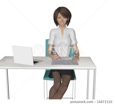 Business woman filling in the document... - Stock Illustration ...