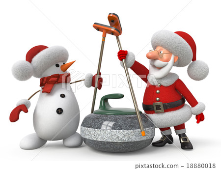 Santa Claus and snowman plays curling - Stock Illustration [18880018 ...