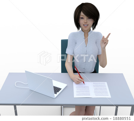 Business woman filling in the document... - Stock Illustration ...