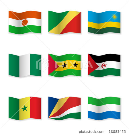 Waving flags of different countries - Stock Illustration [18883453] - PIXTA