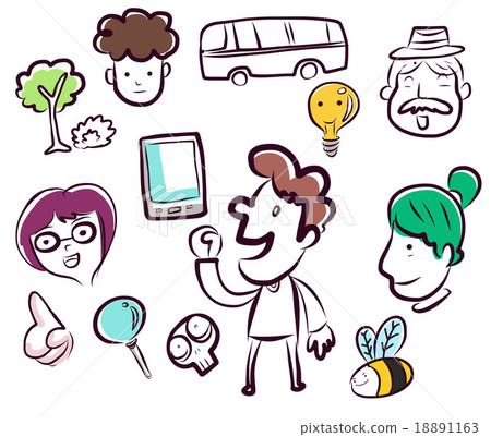 Line art cartoon character-插圖素材 [18891163] - PIXTA圖庫