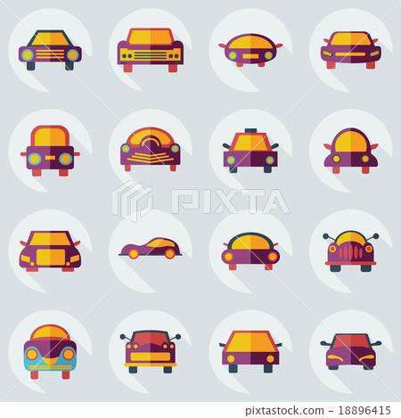 Flat concept, set modern design with shadow car - Stock Illustration ...