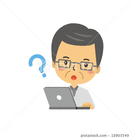 Personal computer and middle-aged men [Two... - Stock Illustration ...