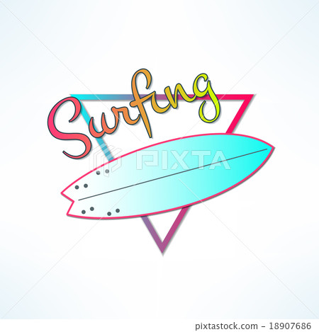 Vector surfboard label logo or surfing shop banner - Stock Illustration ...