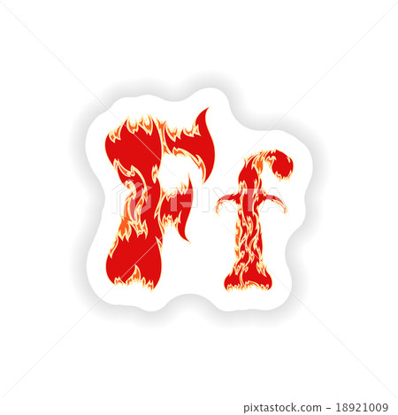 sticker fiery font red letter F on white - Stock Illustration [18921009 ...