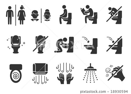 Toilet Public Sign Symbol Icon Pictogram - Stock Illustration [18930594 ...