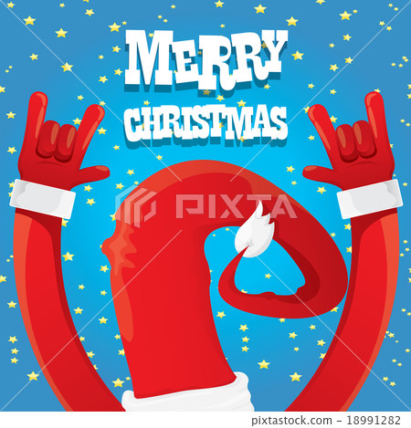 Santa Claus hand rock n roll vector illustration. - Stock Illustration ...