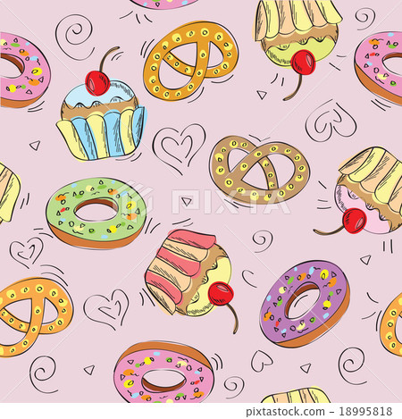 Seamless vector pattern cakes - Stock Illustration [18995818] - PIXTA