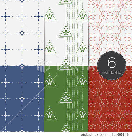 Set of Japanese geometric seamless pattern design -插圖素材 [19000496 ...