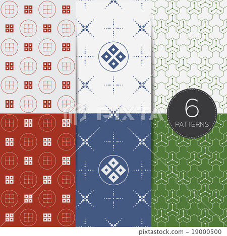 Set of Japanese geometric seamless pattern design - Stock Illustration ...