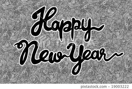 Hand drawing Doodle of happy new year - Stock Illustration [19003222 ...