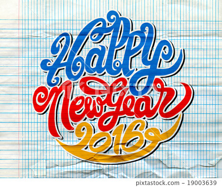Hand drawing Doodle of happy new year - Stock Illustration [19003639 ...