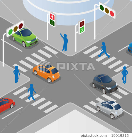 Intersections and traffic lights and cars - Stock Illustration ...