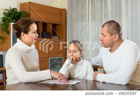 Stock Photo: Sad family having financial problems - Stock Image ...