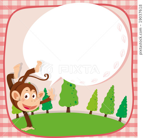Border design with monkey in the park - Stock Illustration [19037618 ...