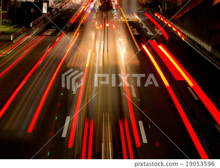 Night road taken with slow shutter - Stock Photo [19053596] - PIXTA