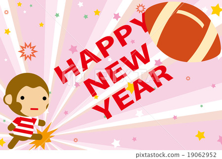 Monkeys kicking a rugby ball - Stock Illustration [19062952] - PIXTA