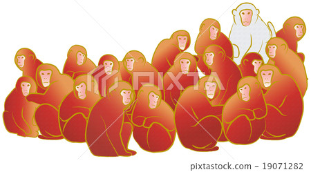 Monkey herd red - Stock Illustration [19071282] - PIXTA