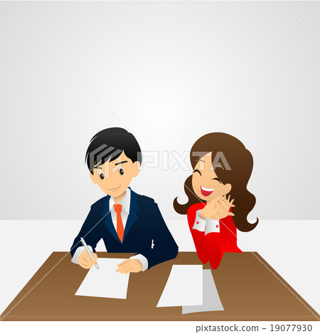 Sign contract vector comic - Stock Illustration [19077930] - PIXTA