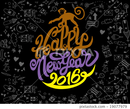 Hand drawing Doodle of happy new year - Stock Illustration [19077979 ...