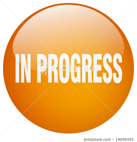 in progress orange round gel isolated push button - Stock Illustration ...