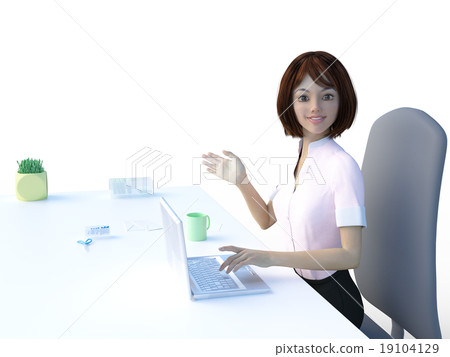 A woman using a personal computer perming3DCG... - Stock Illustration ...