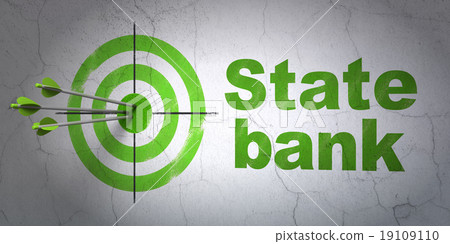 Banking concept: target and State Bank on wall - Stock Illustration ...