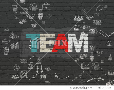 Finance concept: Team on wall background - Stock Illustration [19109926 ...