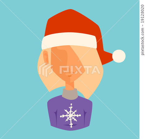 Girl Christmas Santa red hat avatar face icon - Stock Illustration ...