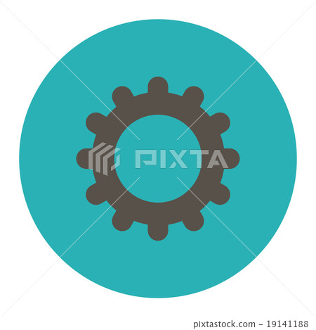Gear flat grey and cyan colors round button - Stock Illustration ...