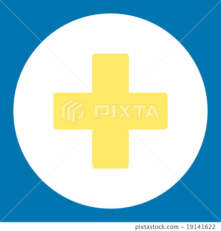 Plus flat yellow and white colors round button - Stock Illustration ...