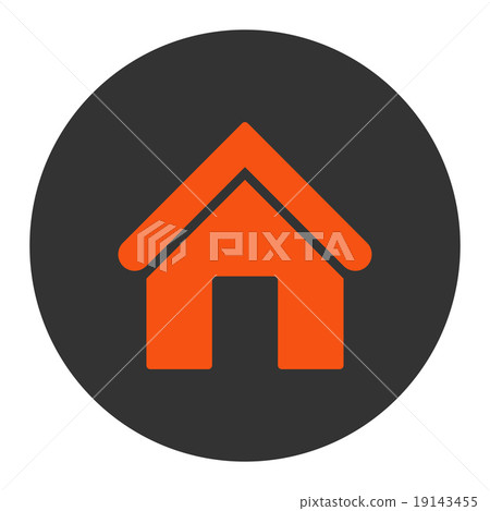 Home flat orange and gray colors round button - Stock Illustration ...