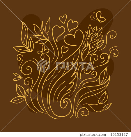 Brown line art - Stock Illustration [19153127] - PIXTA